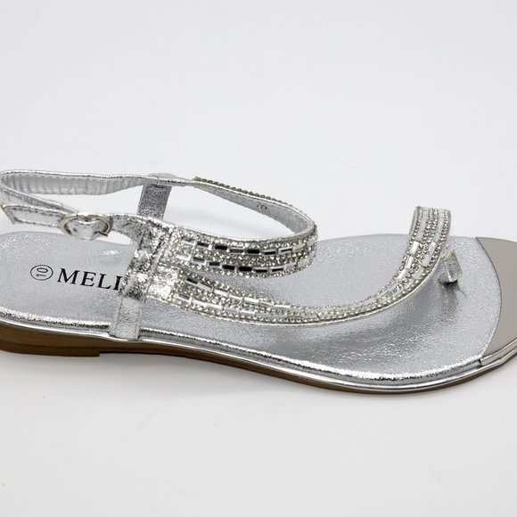 Melly | Shoes | Melly Childs Silver Rhinestone Sandals | Poshmark
